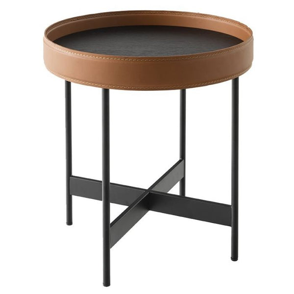 Calligaris ARENA Βοηθητικό Τραπέζι 42X42X45 Mαύρο/Cognac – antoniadeco